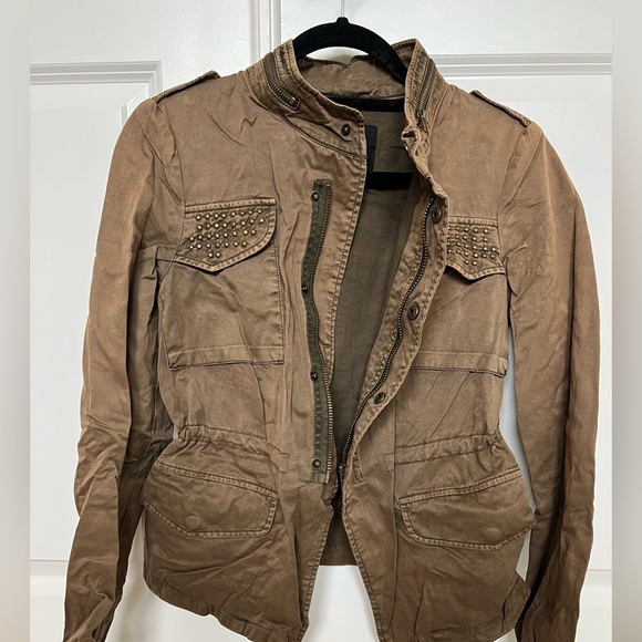 Zara | Jackets & Coats | Zara Military Style Studded Jacket S | Poshmark